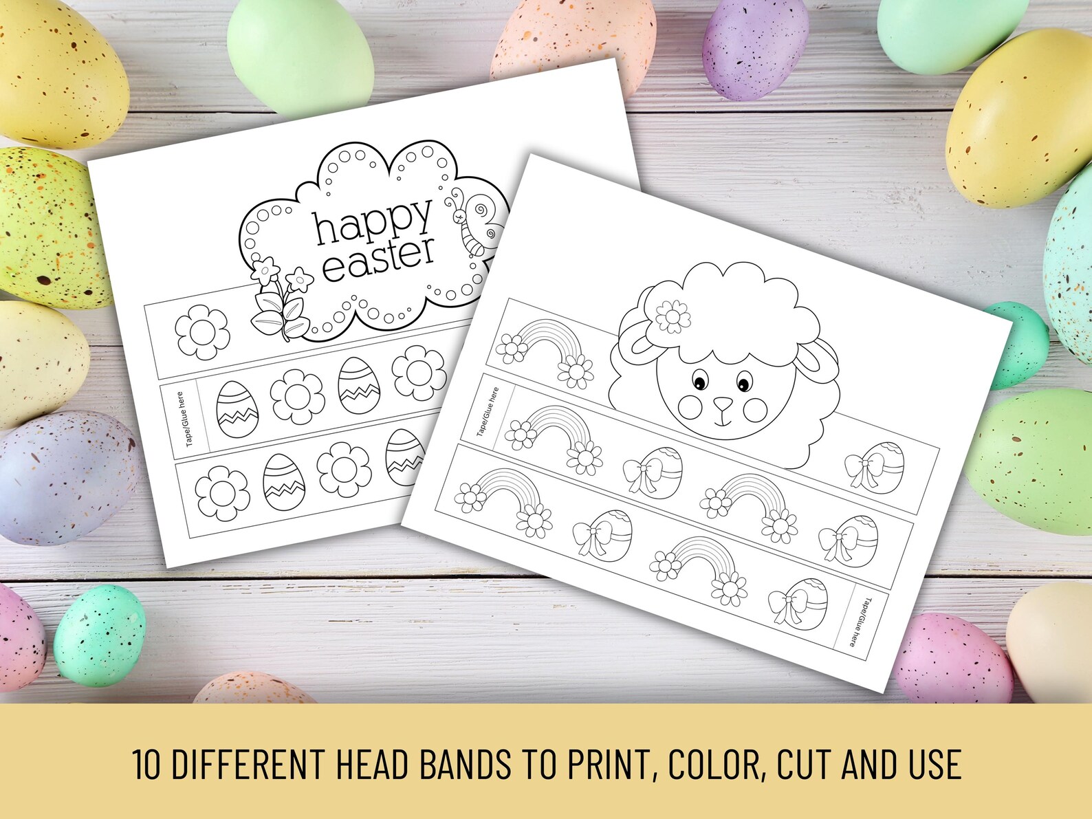 Easter Paper Crown Hats, Easter Coloring Paper Crown Craft, Easter ...