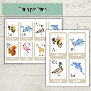 French Animal Alphabet Flashcards, French Alphabet Printable, French ...