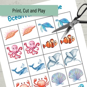 Ocean Matching Game for Kids, Ocean Printable Memory Game, Sea Matching ...