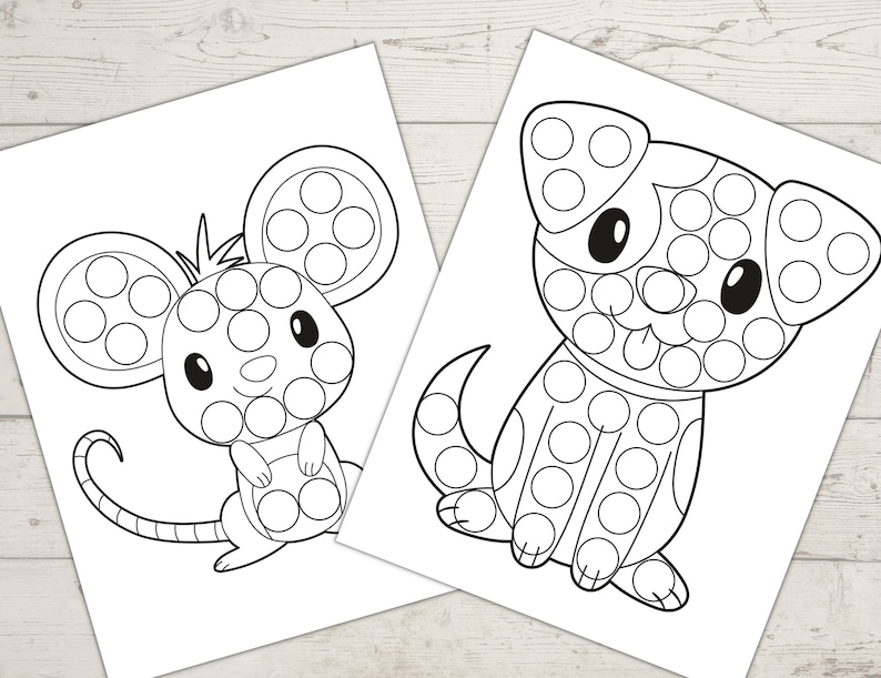 Pets Dot Marker Printable Activity Pages, Do a Dot Coloring, Do a Dot ...