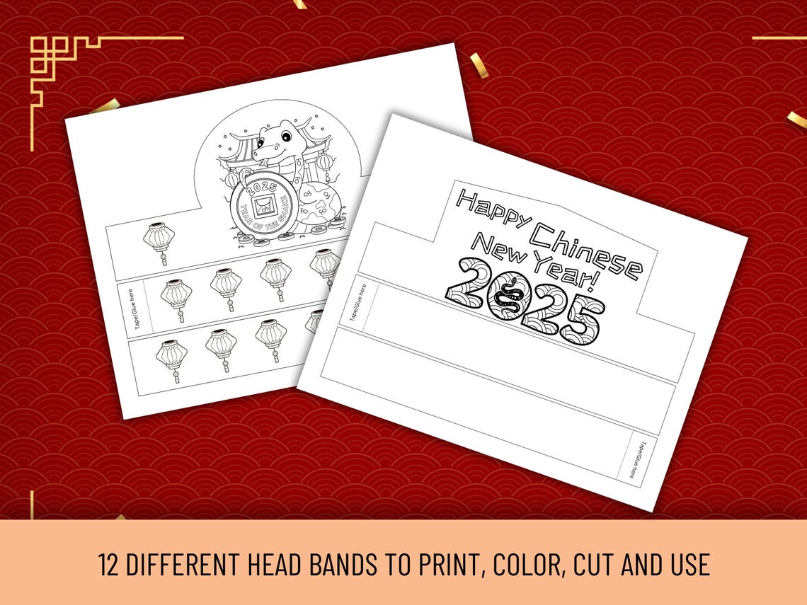 Lunar New Year Paper Crown Hats, Year of the Snake Paper Crown Craft ...