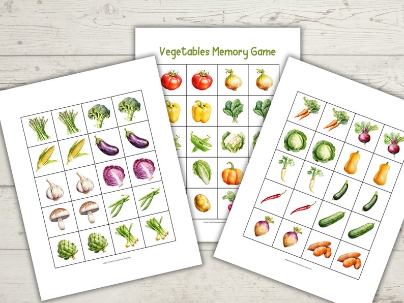 Vegetables Matching Game for Kids, Vegetables Printable Memory Game ...