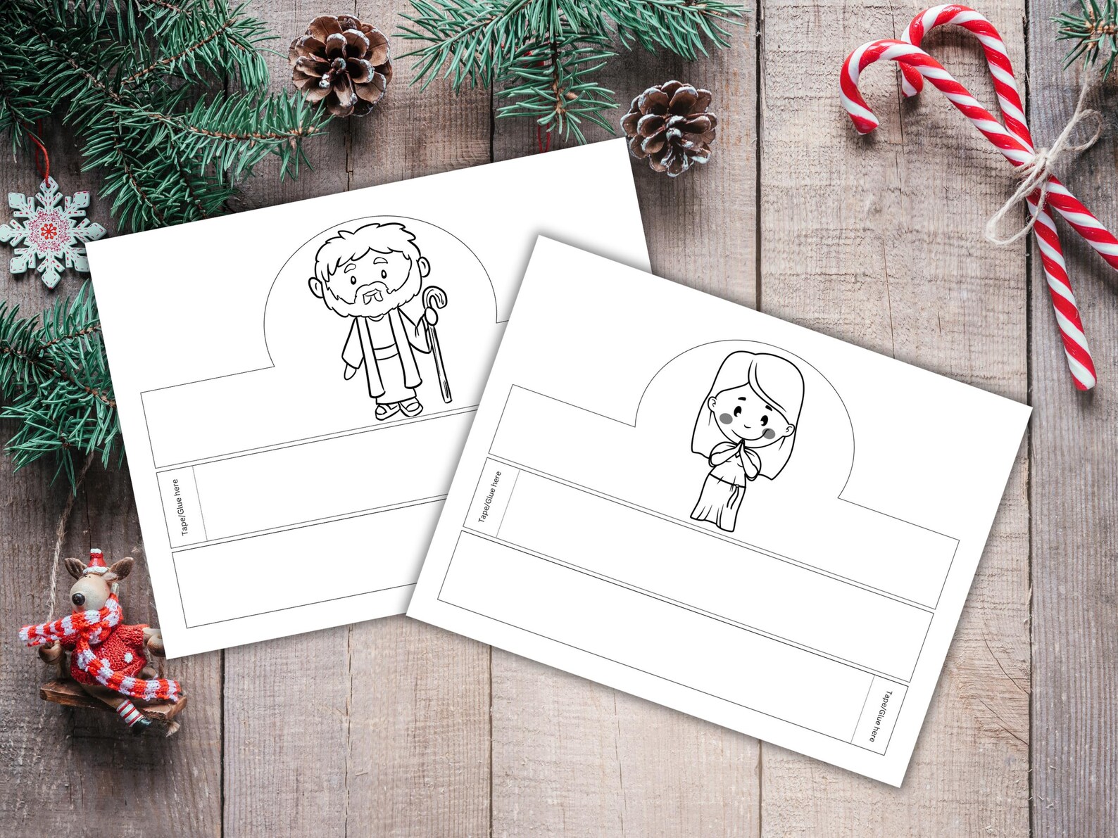 Christmas Paper Crown Hats, Nativity Paper Craft, Coloring Headband for ...