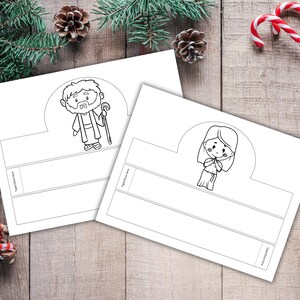 Christmas Paper Crown Hats, Nativity Paper Craft, Coloring Headband for ...