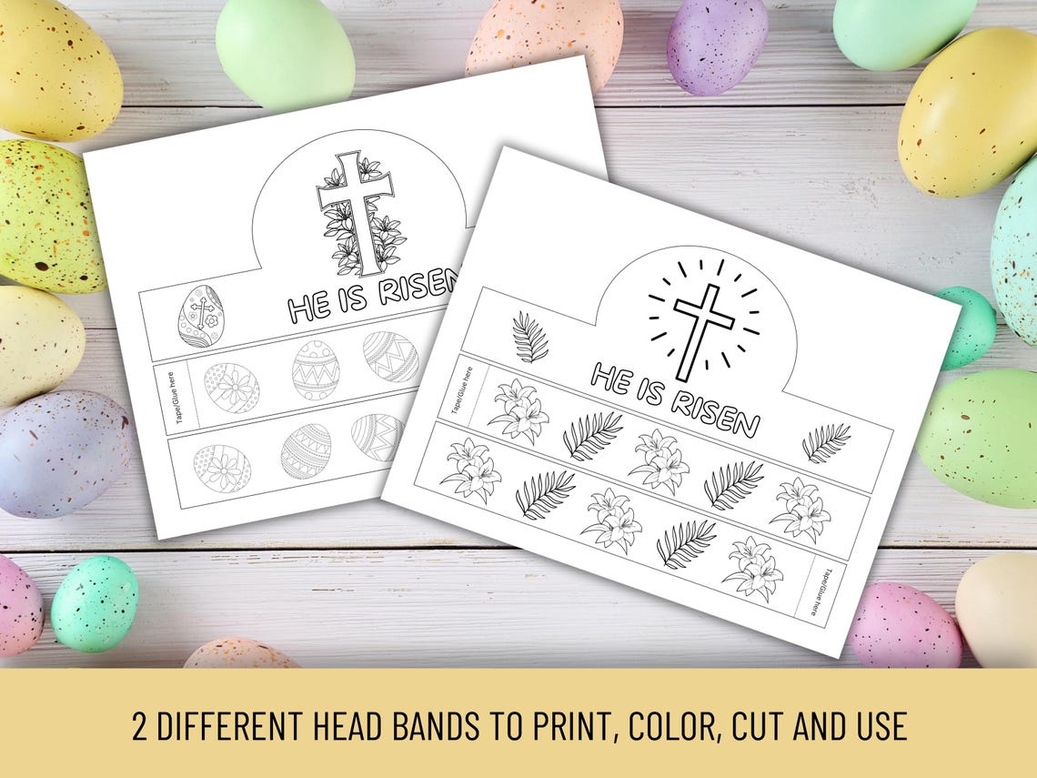 Easter Paper Crown Hats, Easter Coloring Paper Crown Craft, He is Risen ...