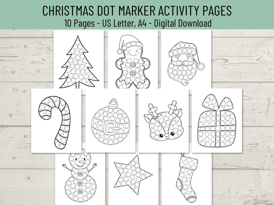 Christmas Dot Marker Printable Pages, Christmas Do a Dot Coloring ...