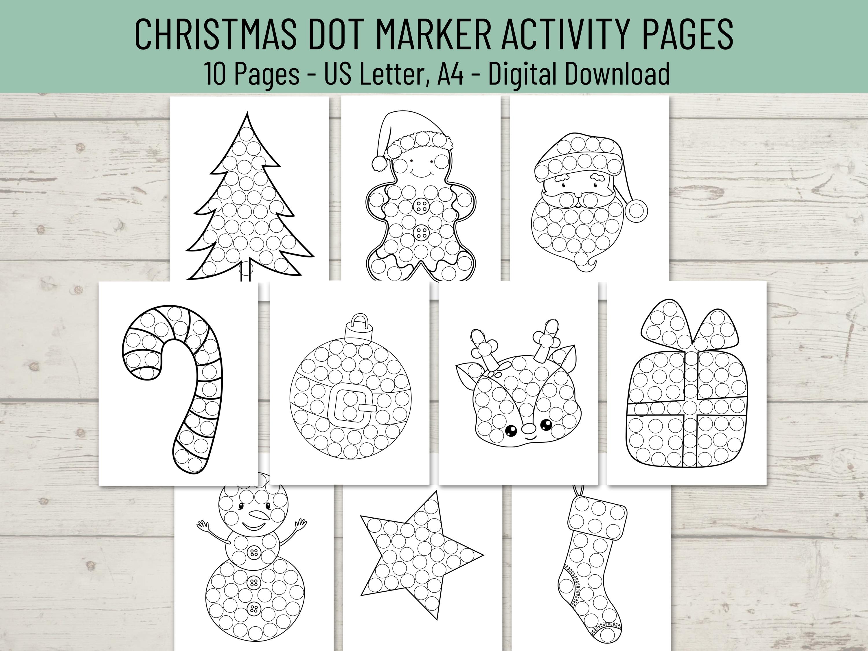 Christmas Dot Marker Printable Pages, Christmas Do a Dot Coloring ...