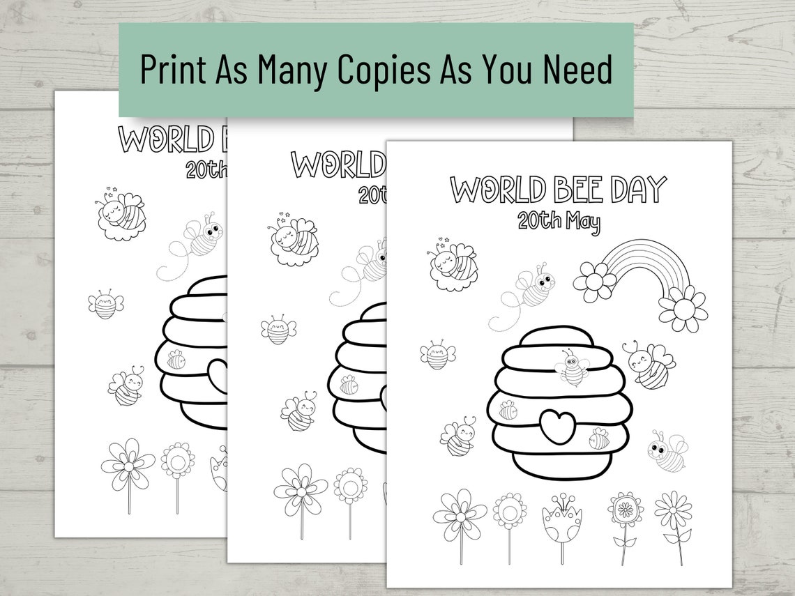 World Bee Day Printable Coloring Pages, Bee Day Activity Pages for Kids ...