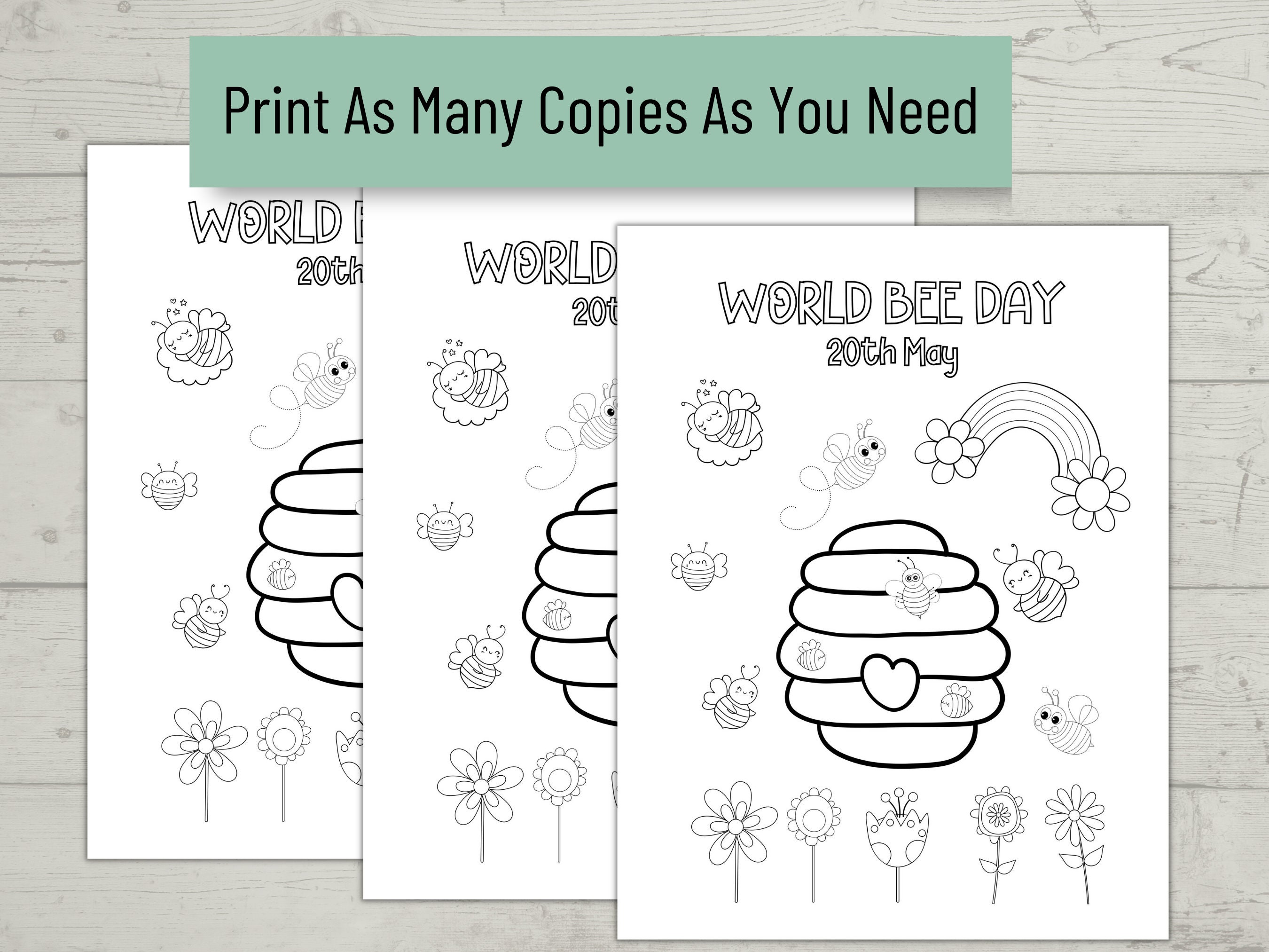 World Bee Day Printable Coloring Pages, Bee Day Activity Pages for Kids ...