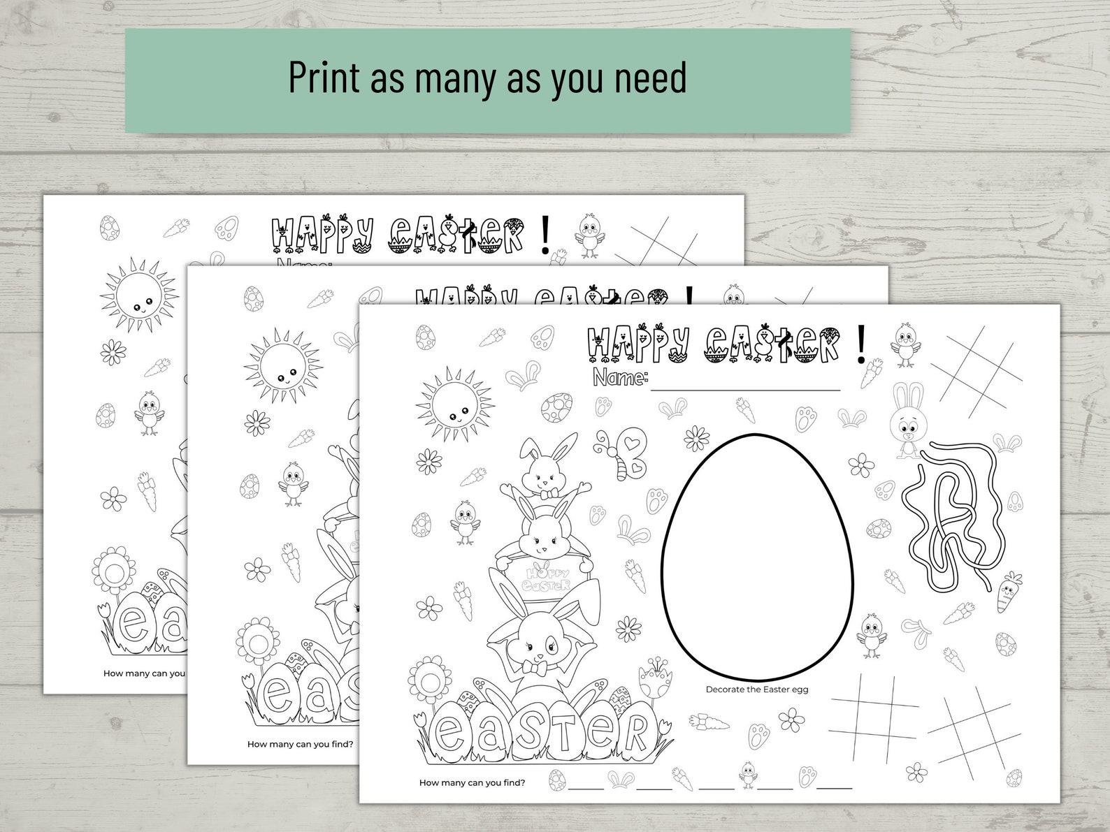 Easter Coloring Placemat Page, Easter Activity Placemat, Printable ...