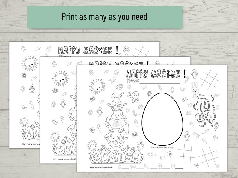 Easter Coloring Placemat Page, Easter Activity Placemat, Printable ...