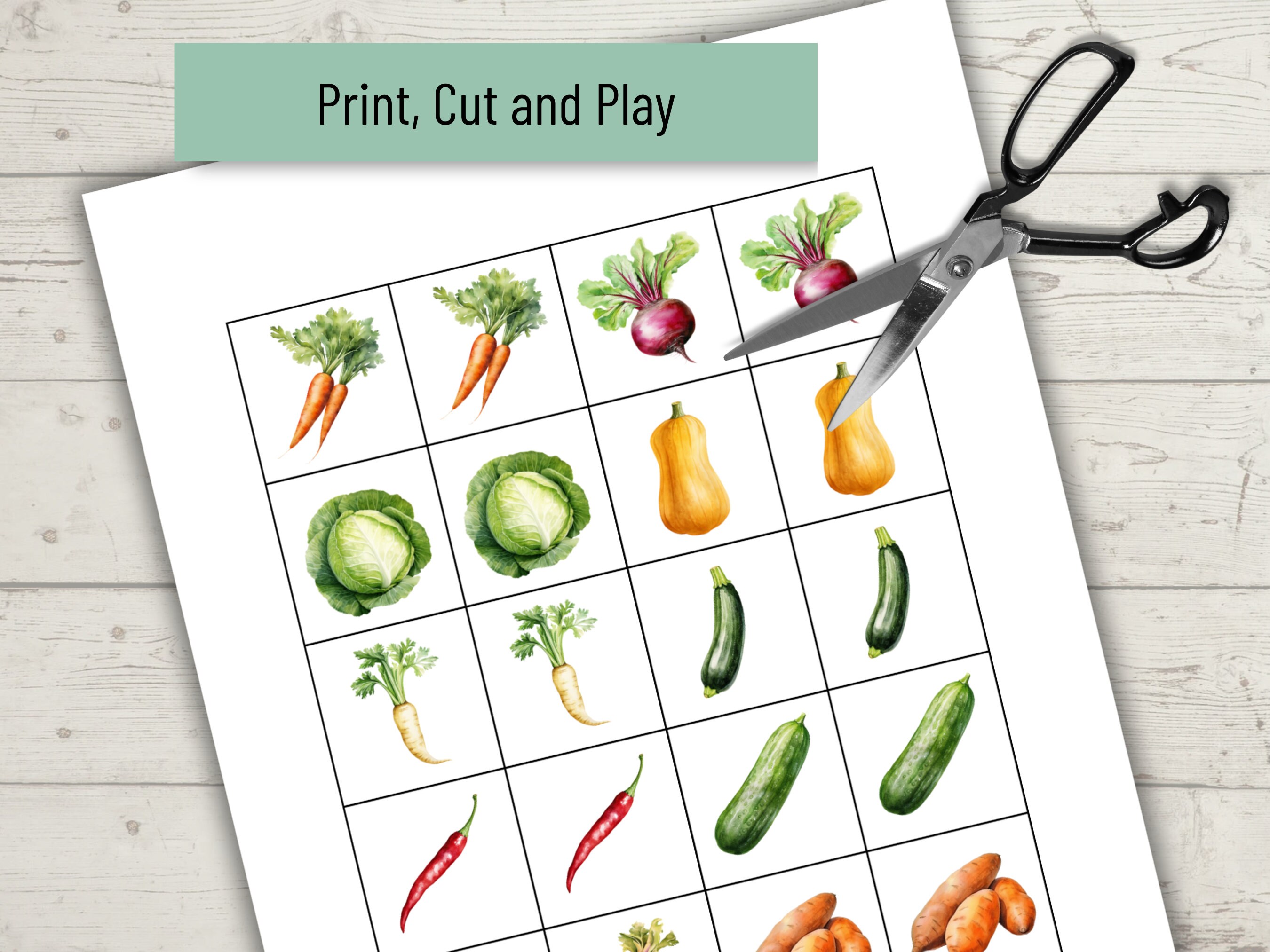 Vegetables Matching Game for Kids, Vegetables Printable Memory Game ...