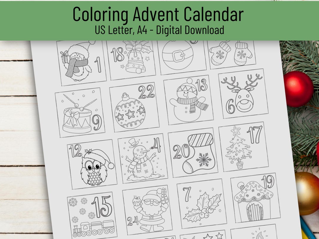 Christmas Advent Calendar, Christmas Countdown, Christmas Coloring ...