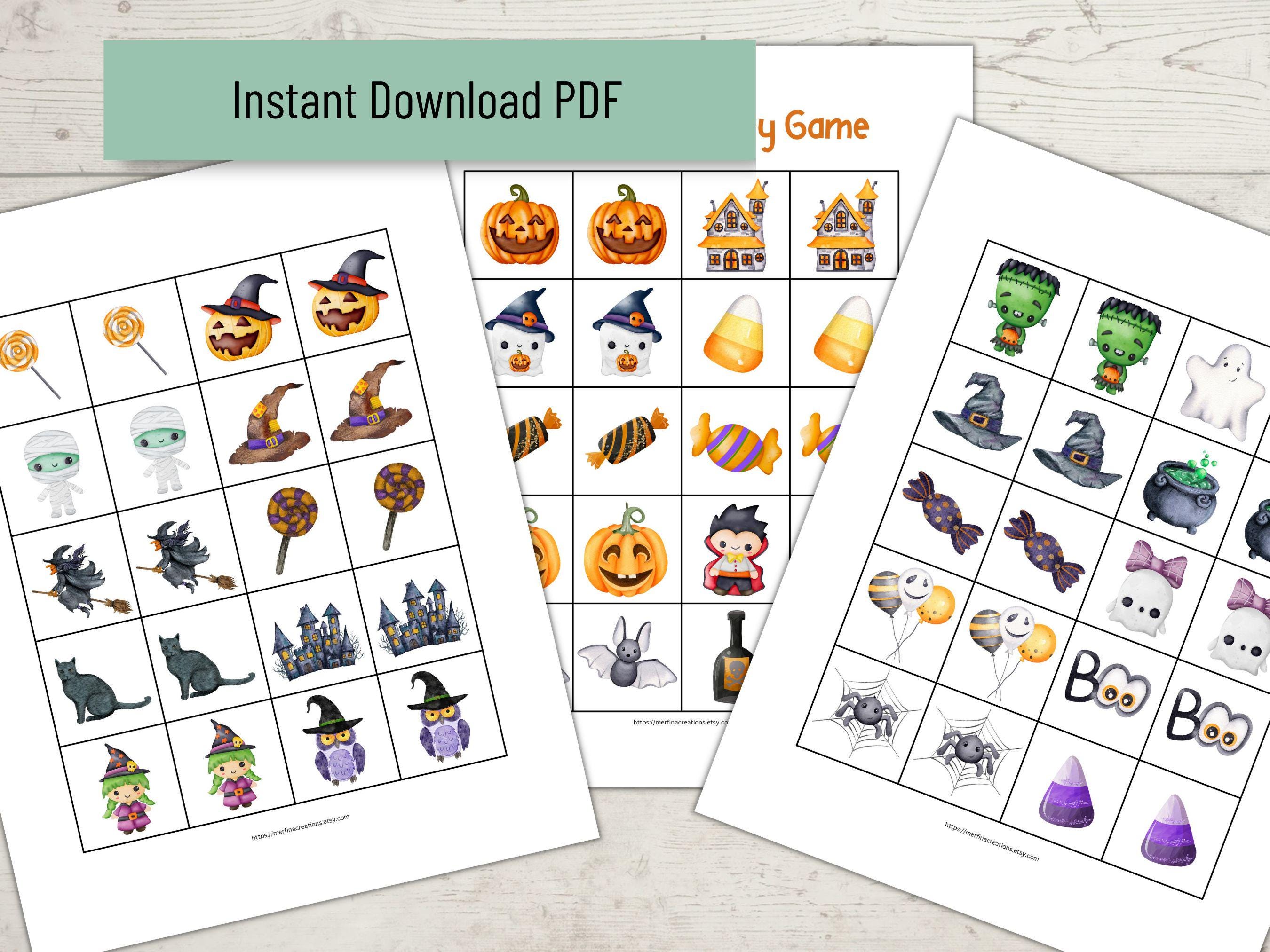 Halloween Matching Game for Kids, Halloween Printable Memory Game, Fall ...