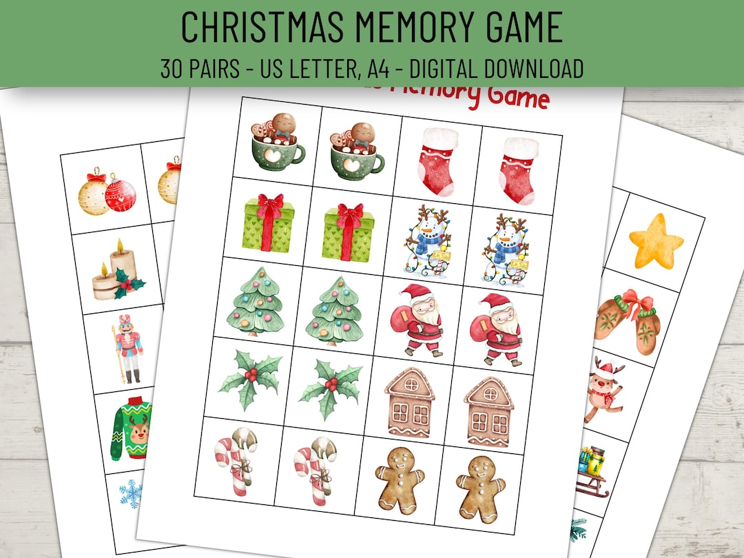 Christmas Matching Game, Printable Christmas Memory Game, Winter ...