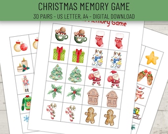 Christmas Matching Game, Printable Christmas Memory Game, Winter ...