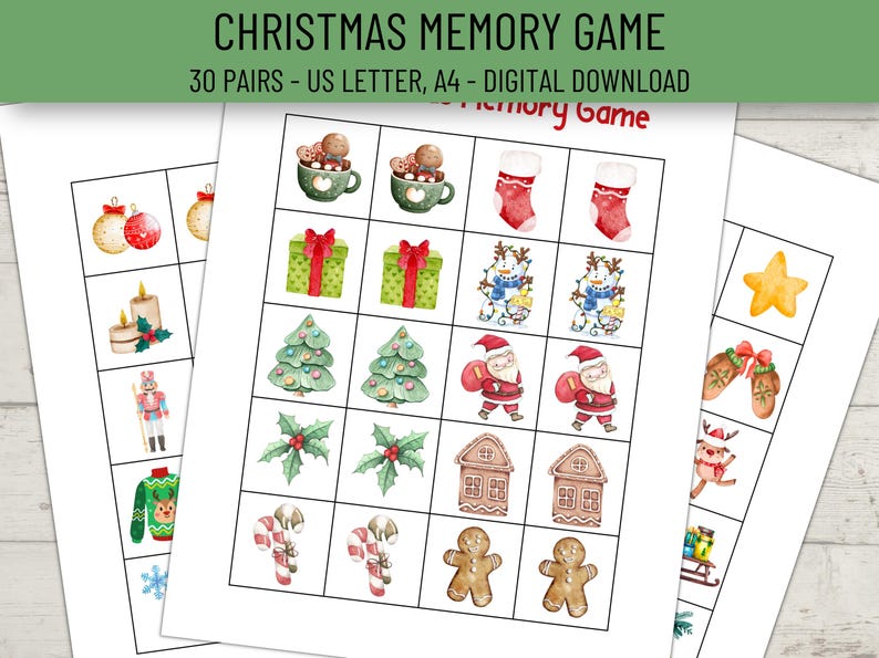Christmas Matching Game, Printable Christmas Memory Game, Winter ...