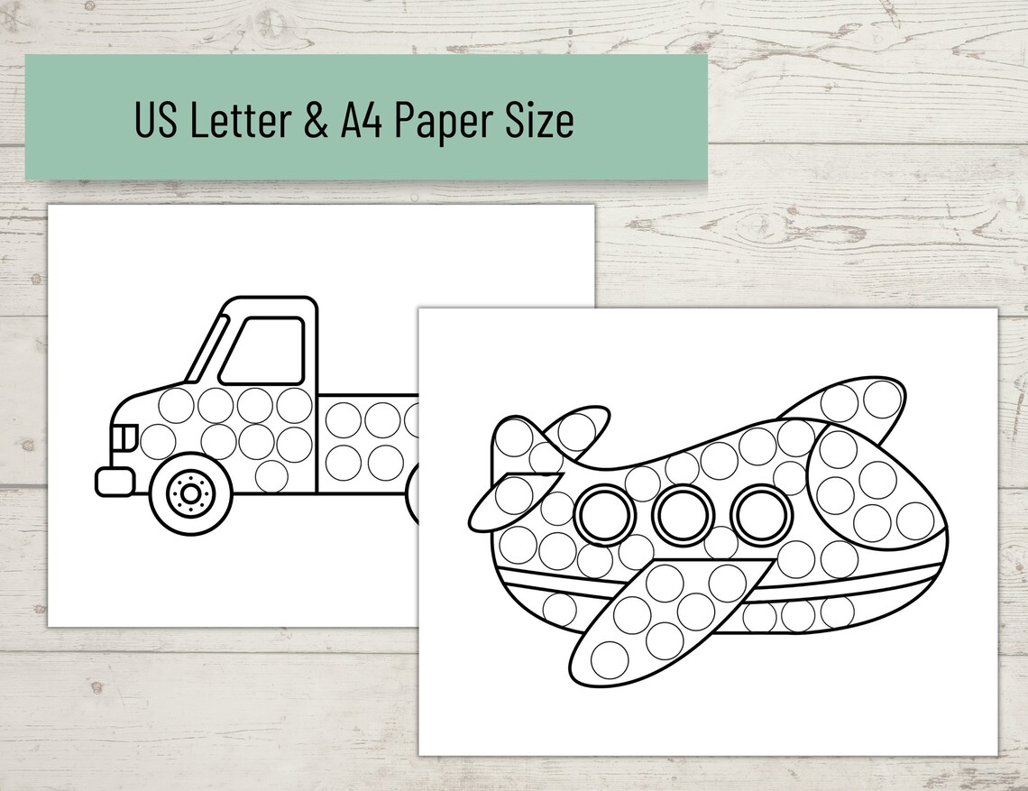 Transportation Dot Marker Printable Activity Pages, Do a Dot Coloring ...