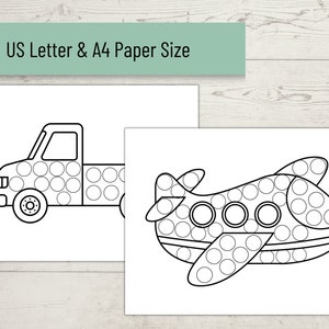 Transportation Dot Marker Printable Activity Pages, Do a Dot Coloring ...