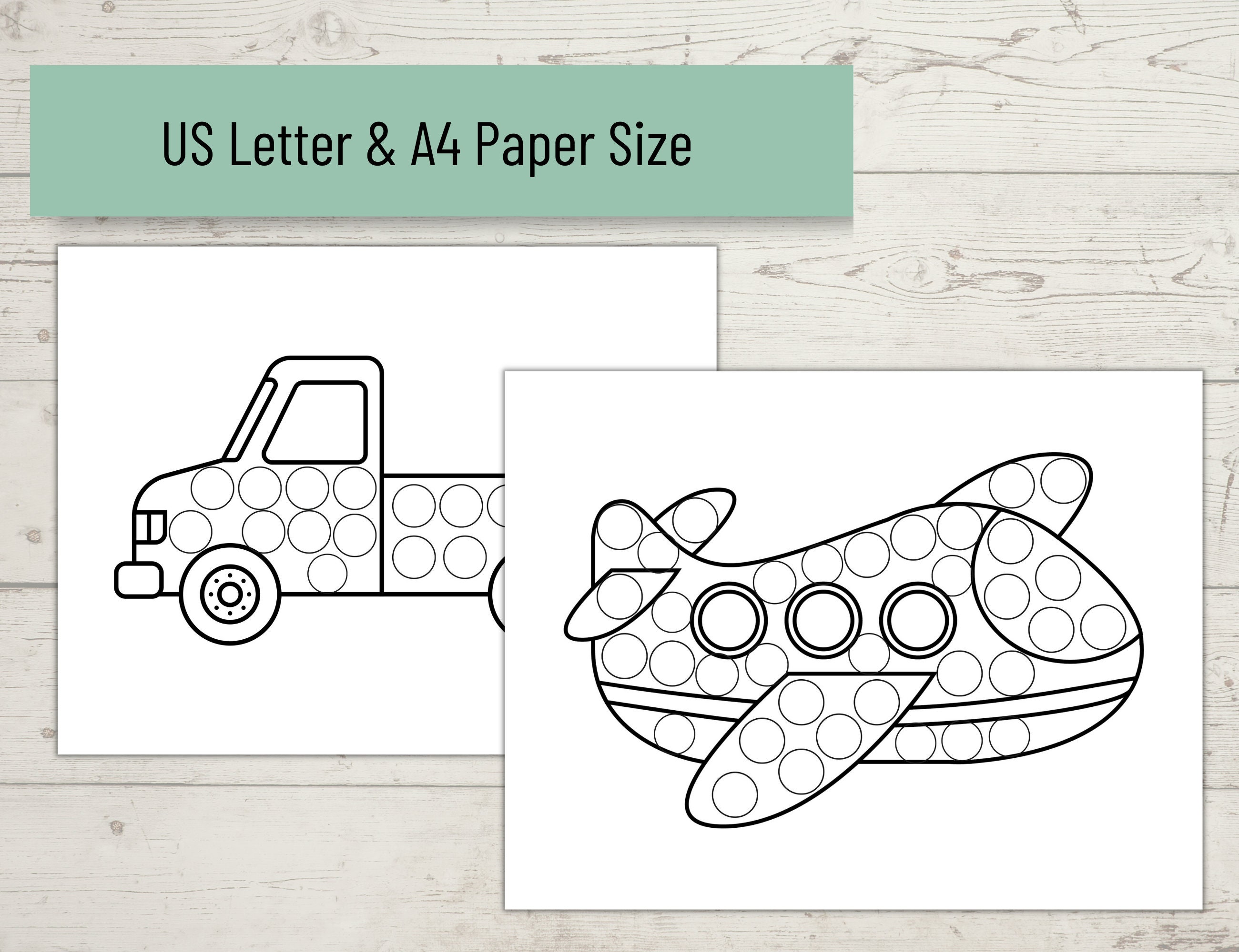 Transportation Dot Marker Printable Activity Pages, Do a Dot Coloring ...