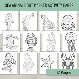 Sea Animals Dot Marker Printable Activity Pages, Do a Dot Coloring, Do ...