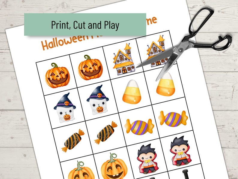 Halloween Matching Game for Kids, Halloween Printable Memory Game, Fall ...