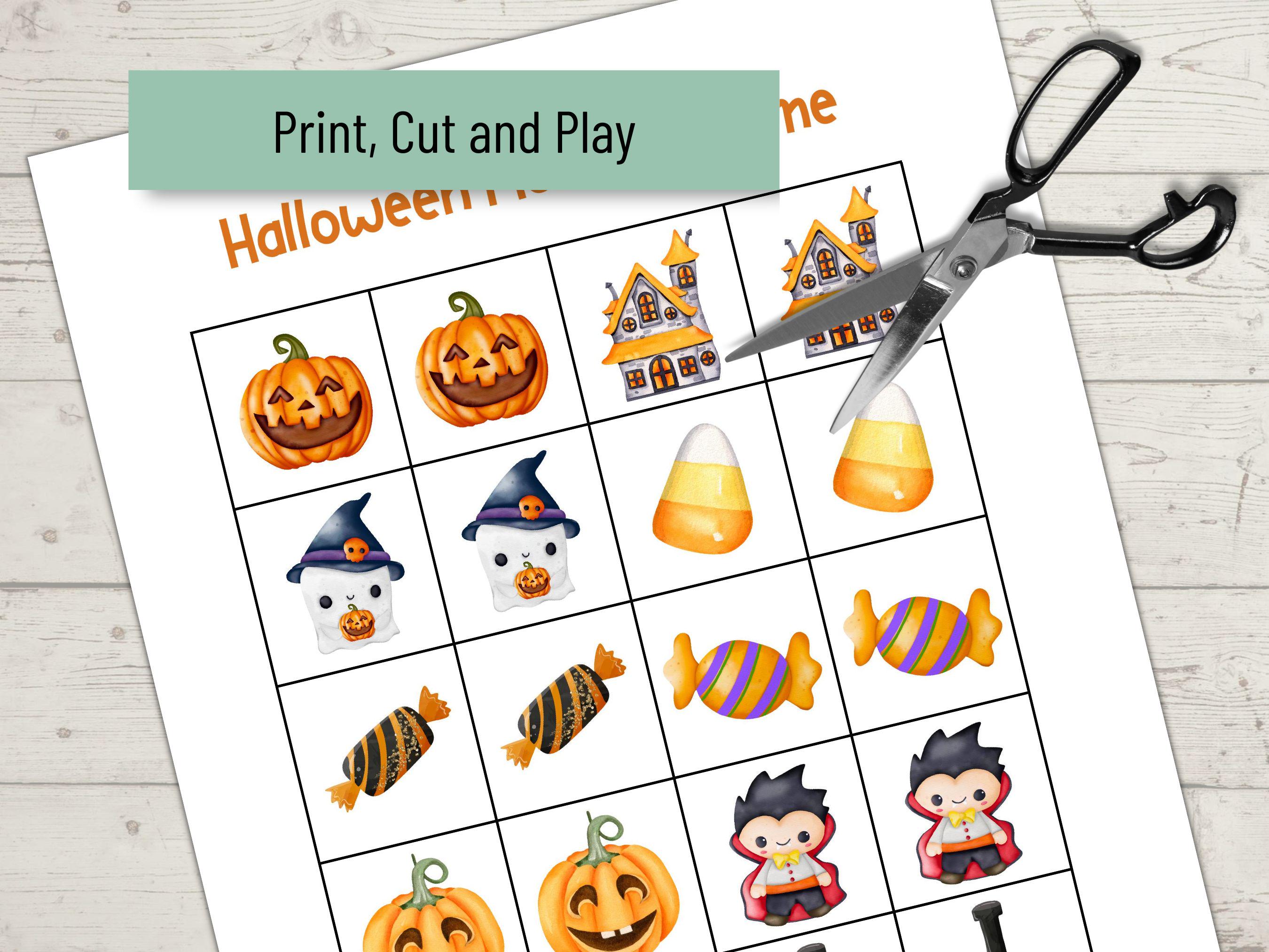 Halloween Matching Game for Kids, Halloween Printable Memory Game, Fall ...