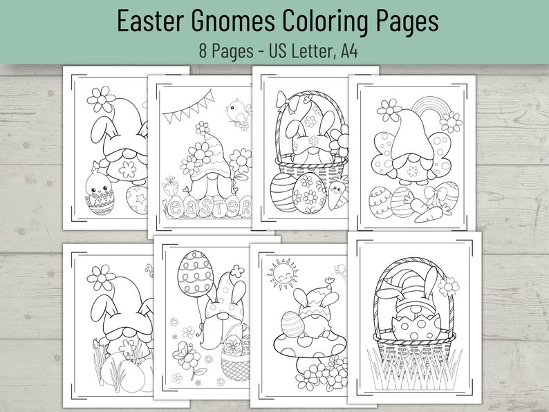 Easter Coloring Pages for Kids, Easter Gnome Coloring Activity ...