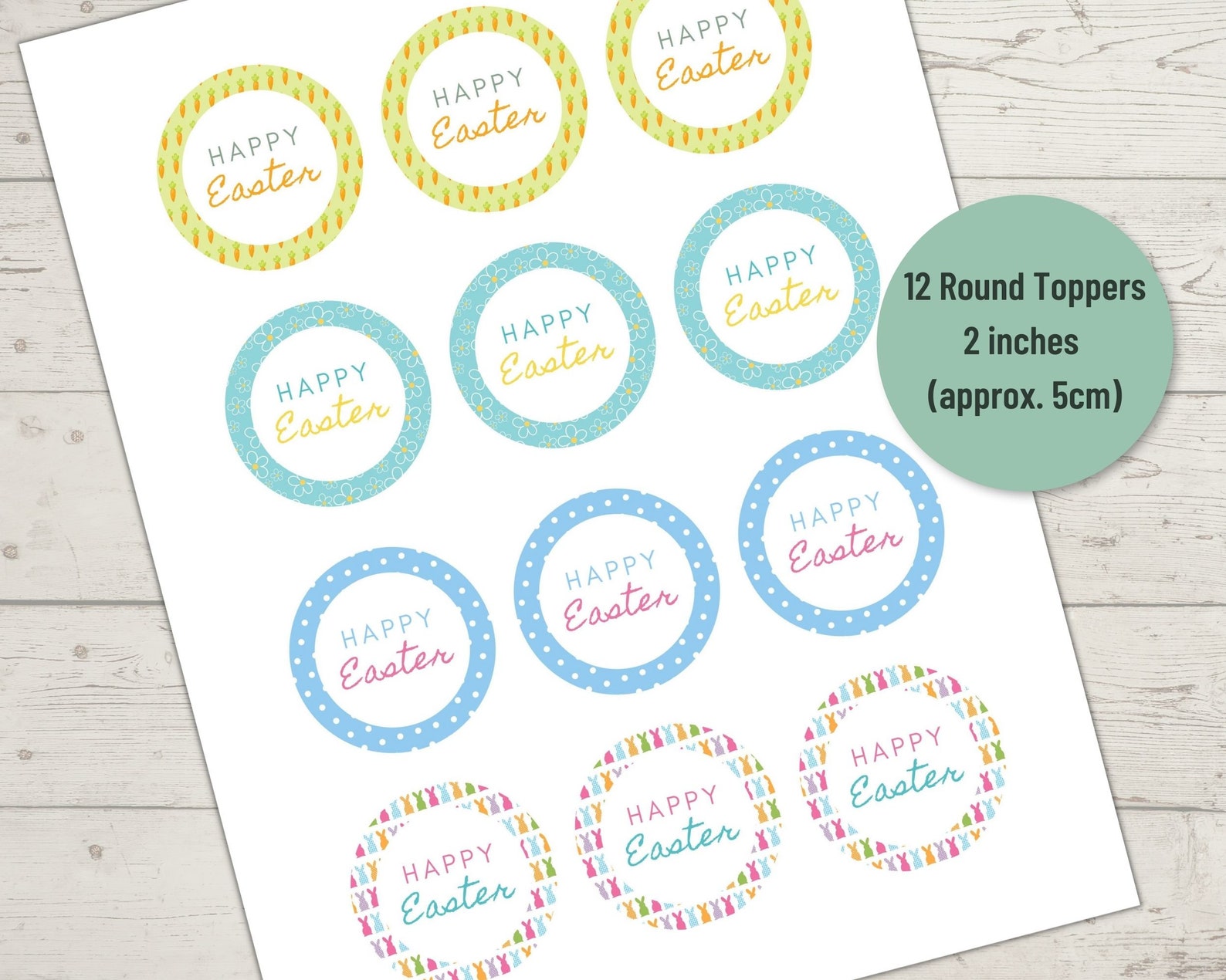 Happy Easter Cupcake Toppers Printable Easter Printable | Etsy