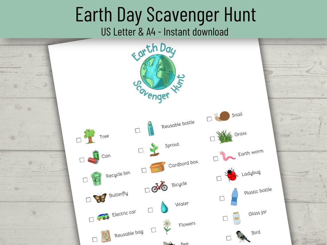 Earth Day Scavenger Hunt, Earth Day Printable Game for Kids, Earth Day ...
