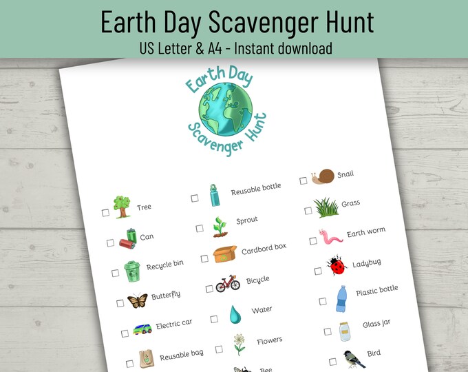 Earth Day Scavenger Hunt, Earth Day Printable Activities, Environmental ...