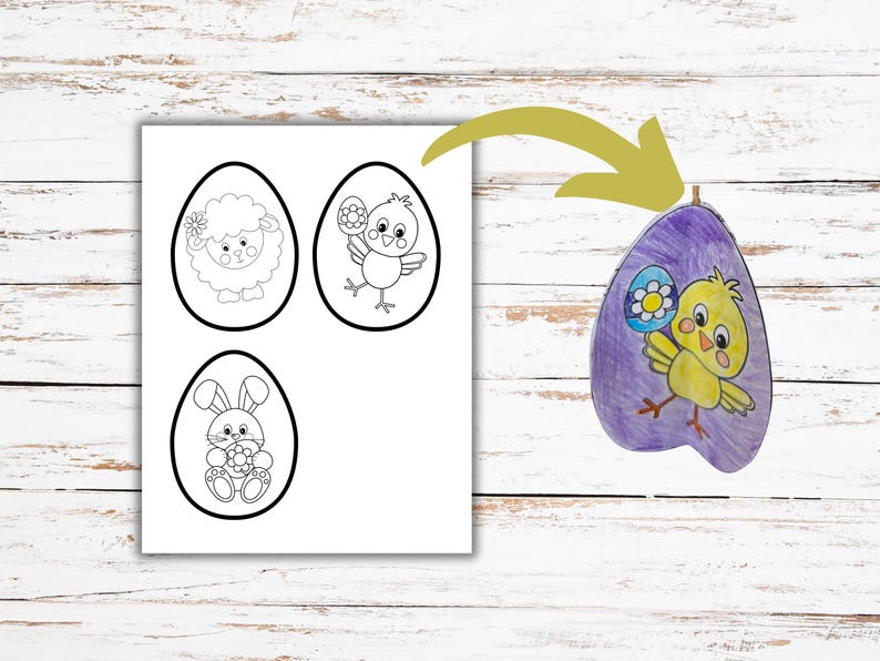 3D Easter Egg Coloring Craft for Kids, Easter Egg Cut and Paste Paper ...