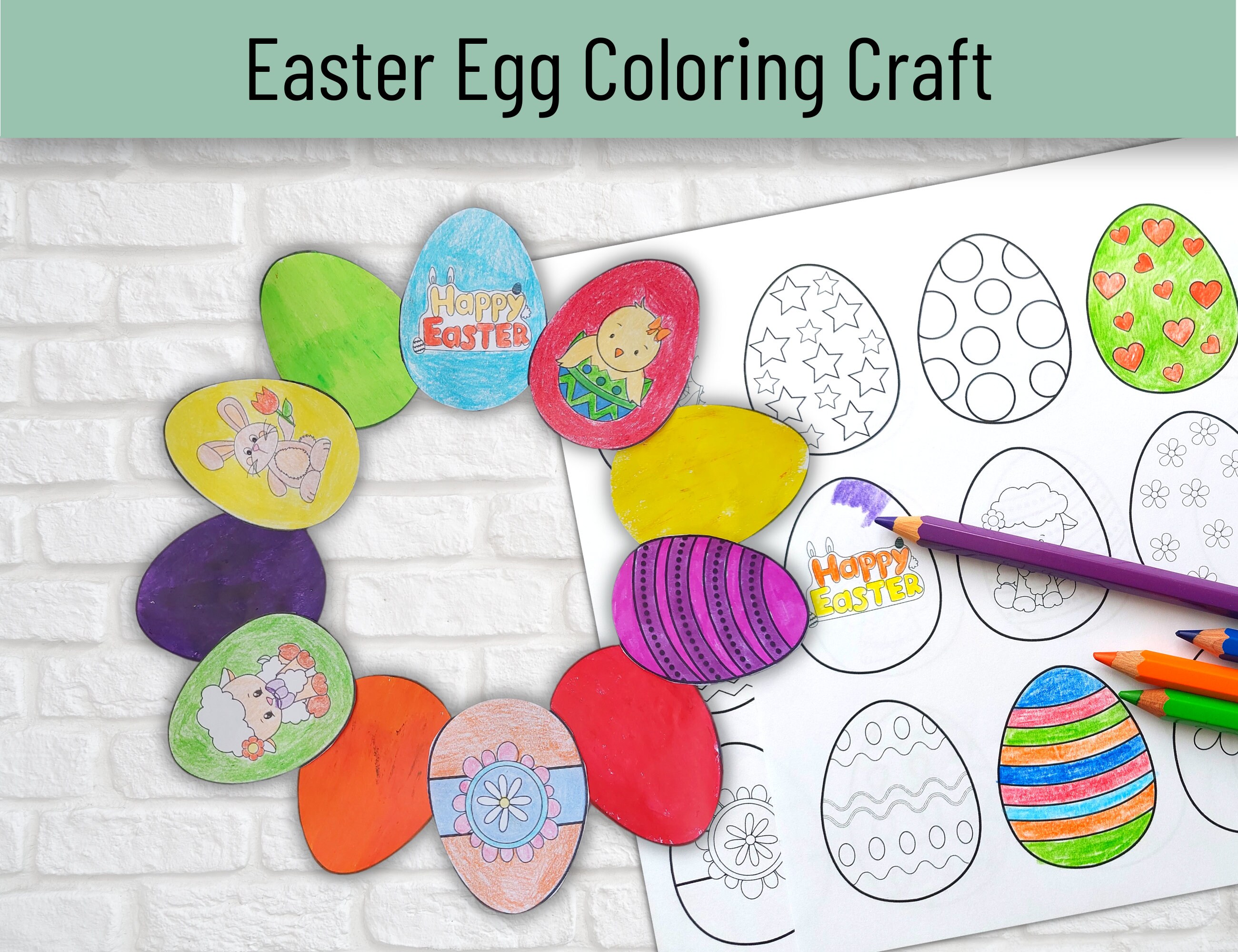 Easter Egg Craft for Kids Printable Easter Coloring Crafts - Etsy