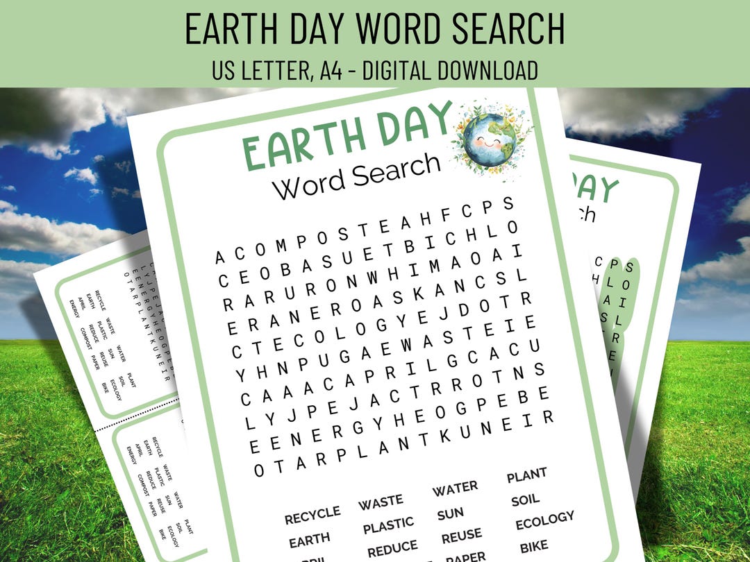 Earth Day Word Search, Printable Earth Day Games, Word Search Activity ...