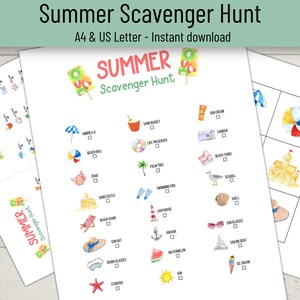 Summer Scavenger Hunt Game, Printable Summer Games for Kids, Summer ...