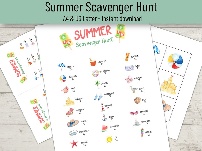 Summer Scavenger Hunt Game, Printable Summer Games for Kids, Summer ...