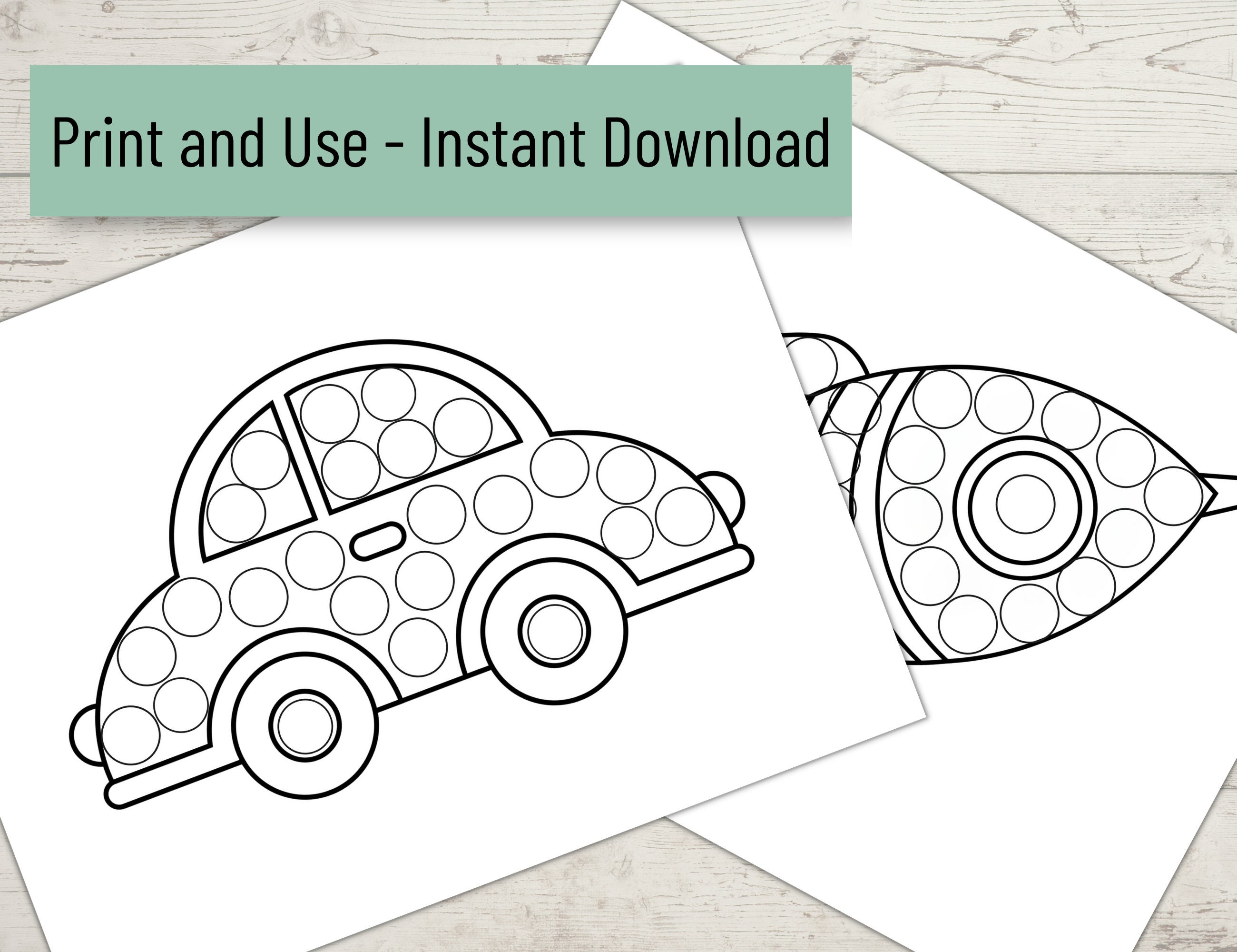 Transportation Dot Marker Printable Activity Pages, Do a Dot Coloring ...