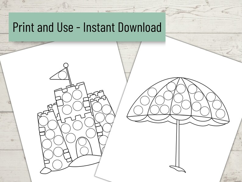 Summer Dot Marker Pages, Summer Do a Dot Printable Pages, Beach Do a ...