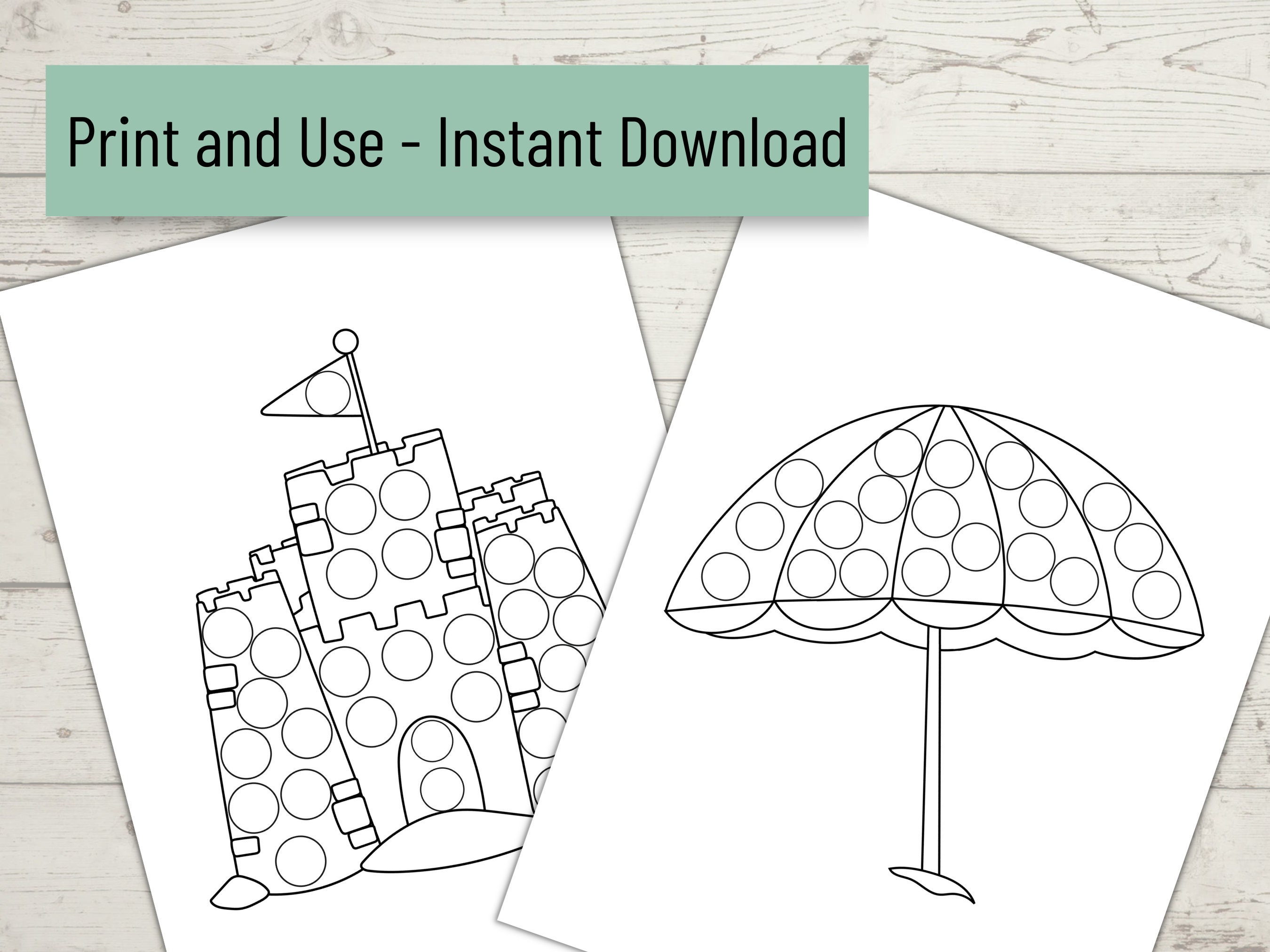 Summer Dot Marker Pages, Summer Do a Dot Printable Pages, Beach Do a ...