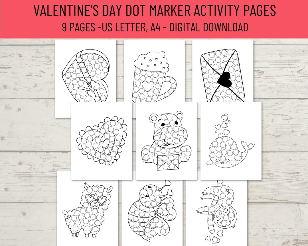 Valentine's Day Dot Marker Printable Pages, Valentines Do a Dot ...