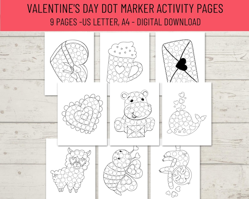 Valentine's Day Dot Marker Printable Pages, Valentines Do a Dot ...