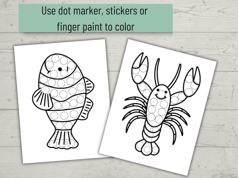 Sea Animals Dot Marker Printable Activity Pages, Do a Dot Coloring, Do ...