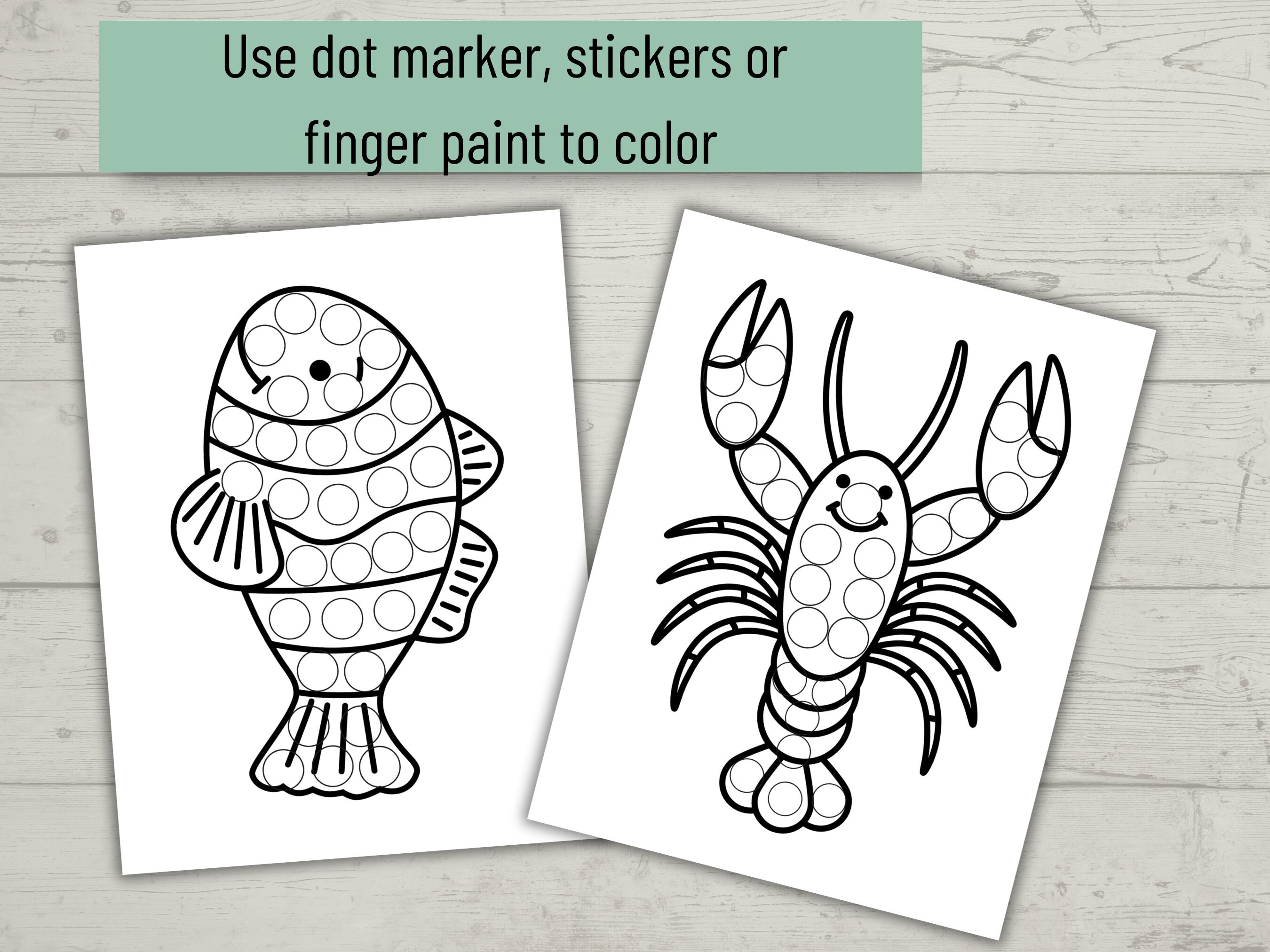 Sea Animals Dot Marker Printable Activity Pages, Do a Dot Coloring, Do ...