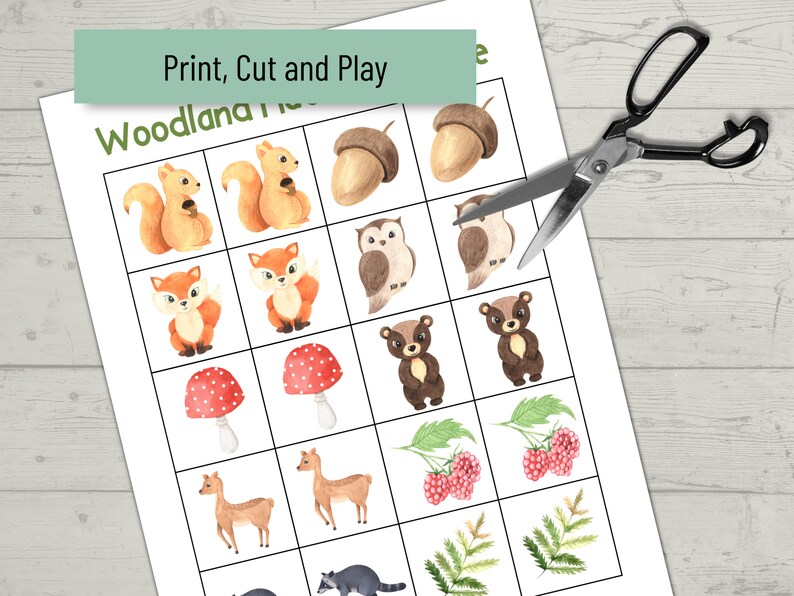 Woodland Memory Game for Kids, Woodland Printable Matching Game, Forest ...