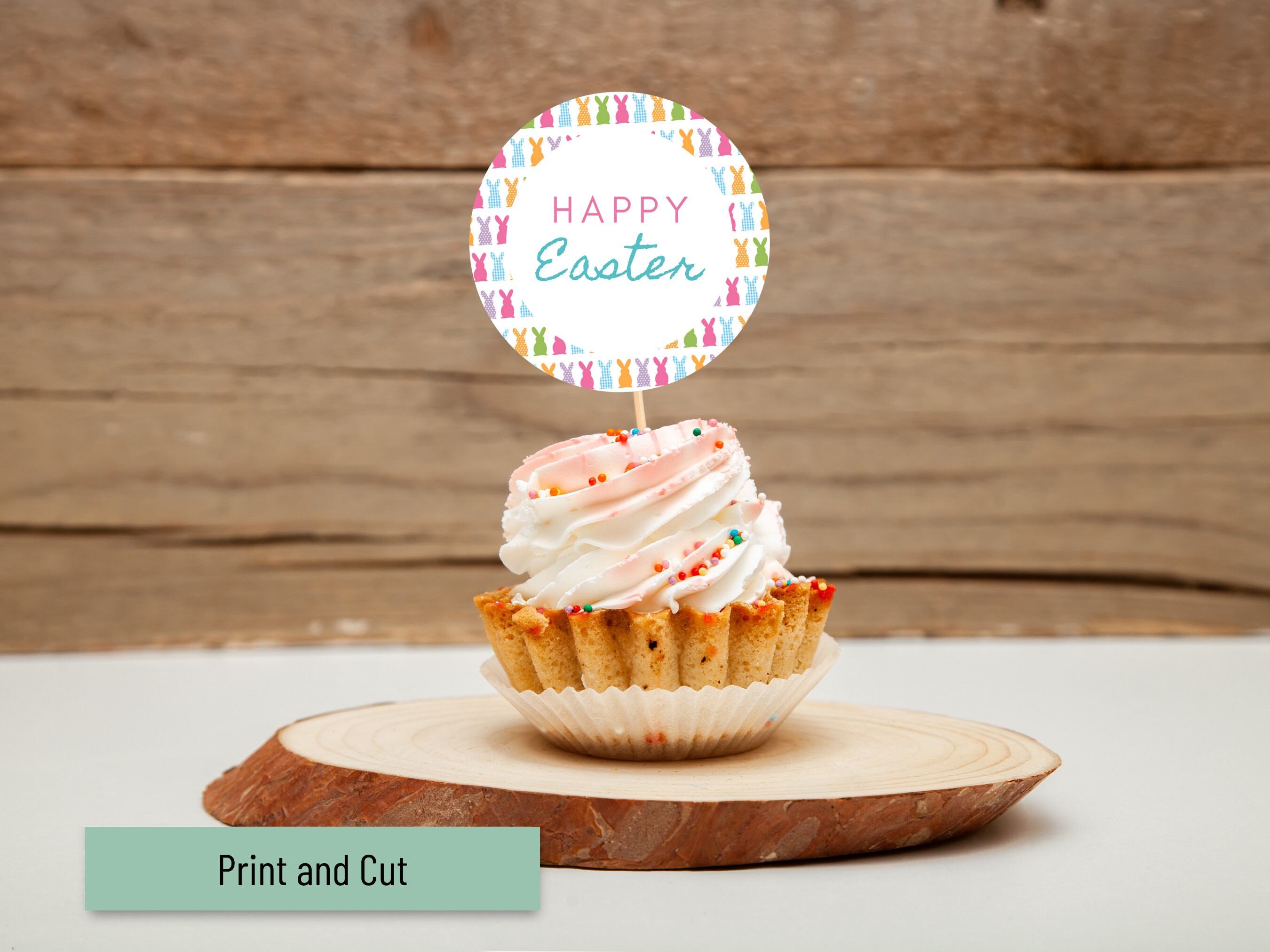 Happy Easter Cupcake Toppers Printable, Easter Printable Cupcake ...