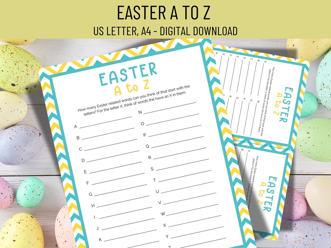 Easter A to Z Printable Game, Easter Party Games, A to Z Activity Page ...