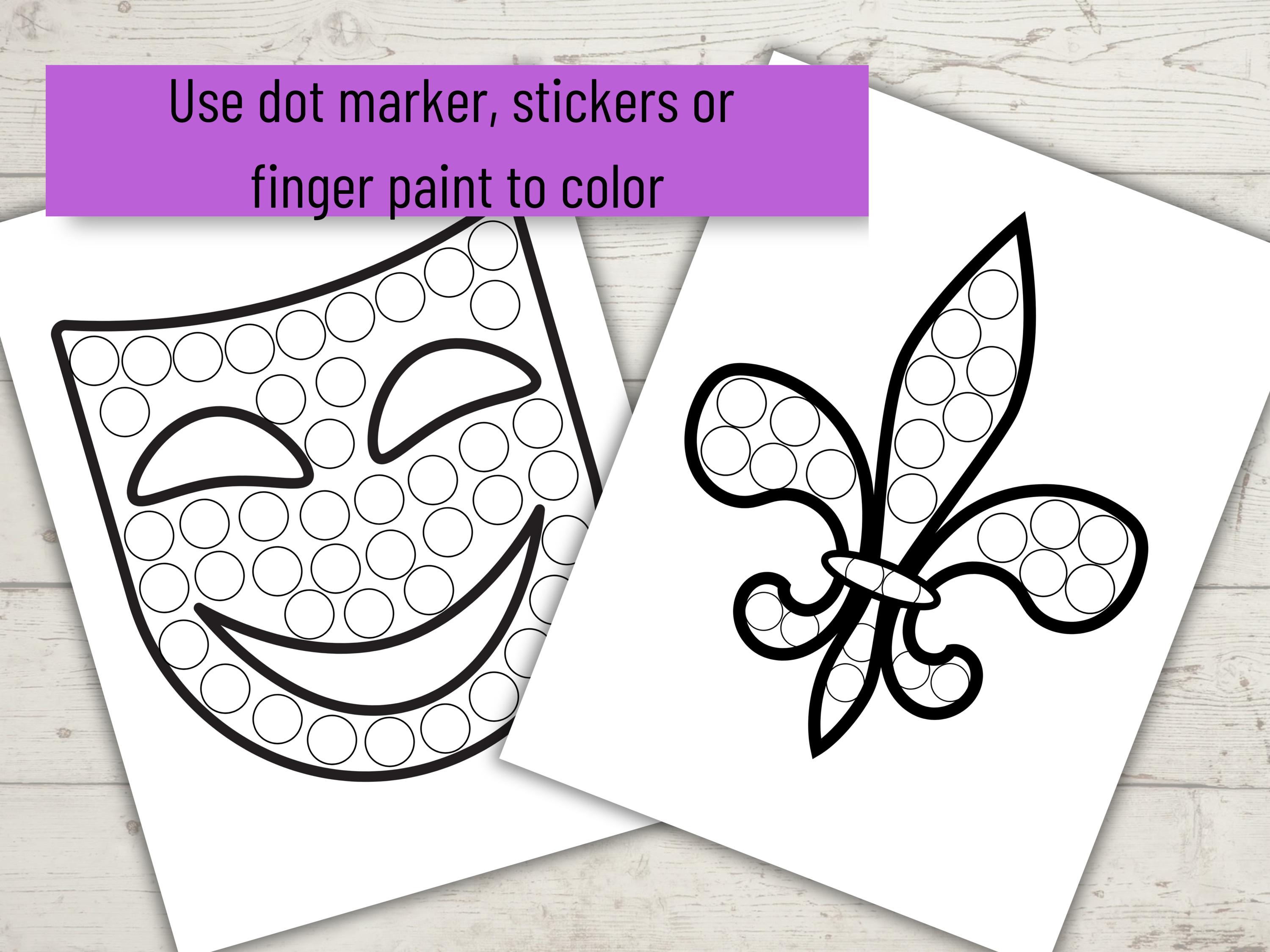 Mardi Gras Dot Marker Printable Activity Pages, Do a Dot Coloring, Do a ...