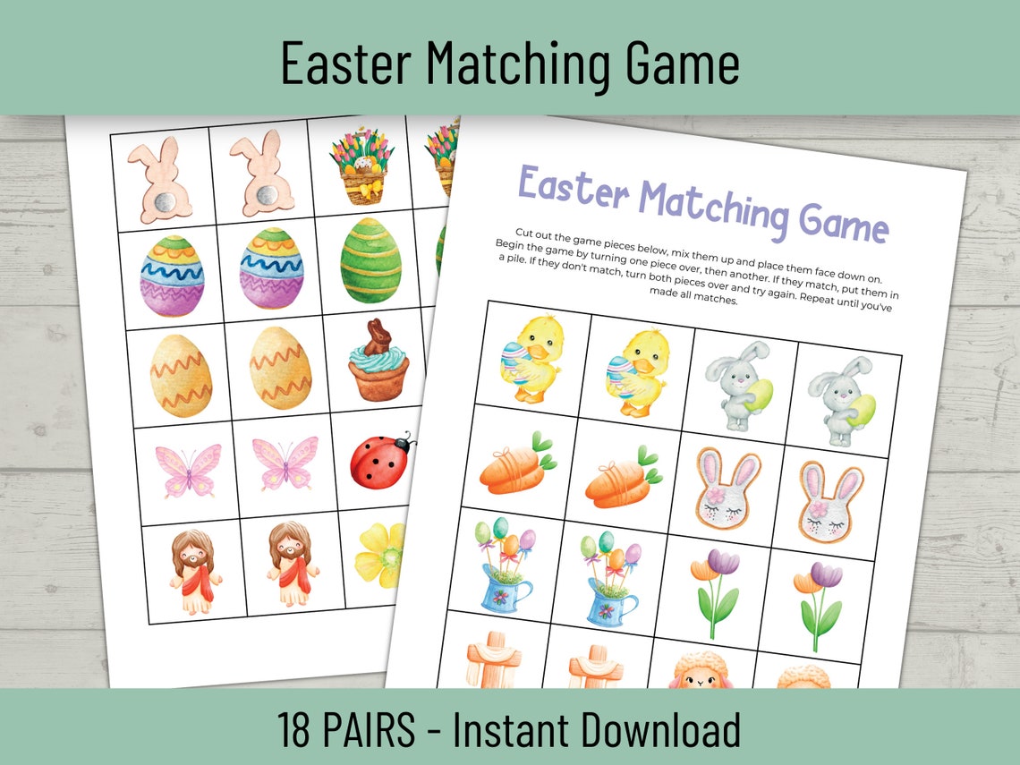 Easter Matching Game for Kids, Easter Printable Memory Game, Spring ...