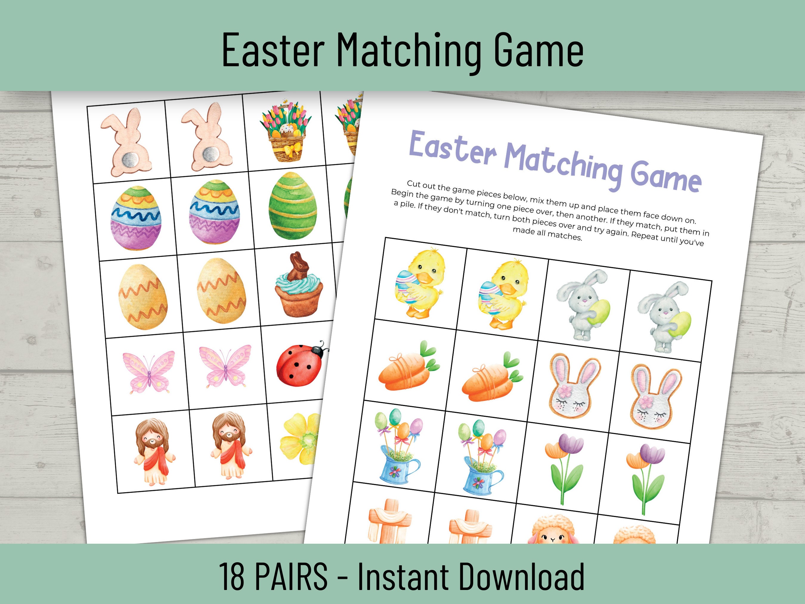 Easter Matching Game for Kids, Easter Printable Memory Game, Spring ...