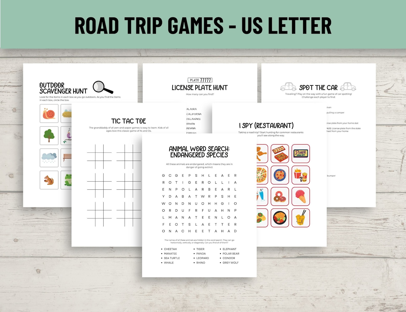Road Trip Games Printable for Kids, Road Trip Activity Pages, Travel ...